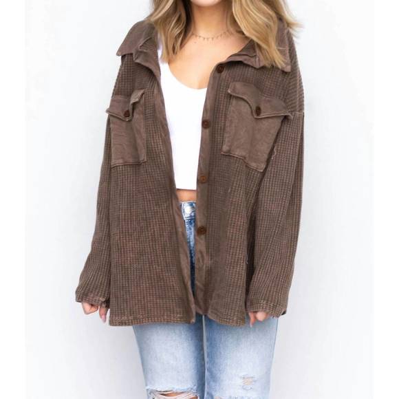 BUCKETLIST | Jackets & Coats | New Bucketlist Vintage Wash Waffle Knit ...